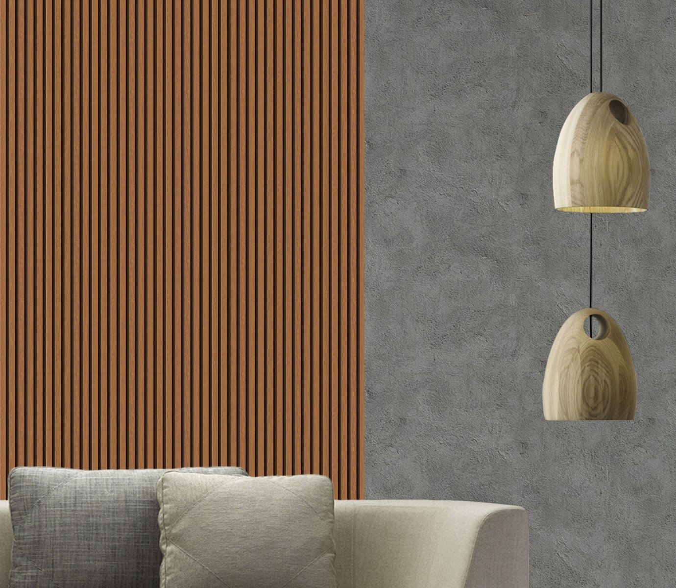 Papel de Parede Ripado Fino Estilo Madeira Pinus Escuro 6m | MadeiraMadeira