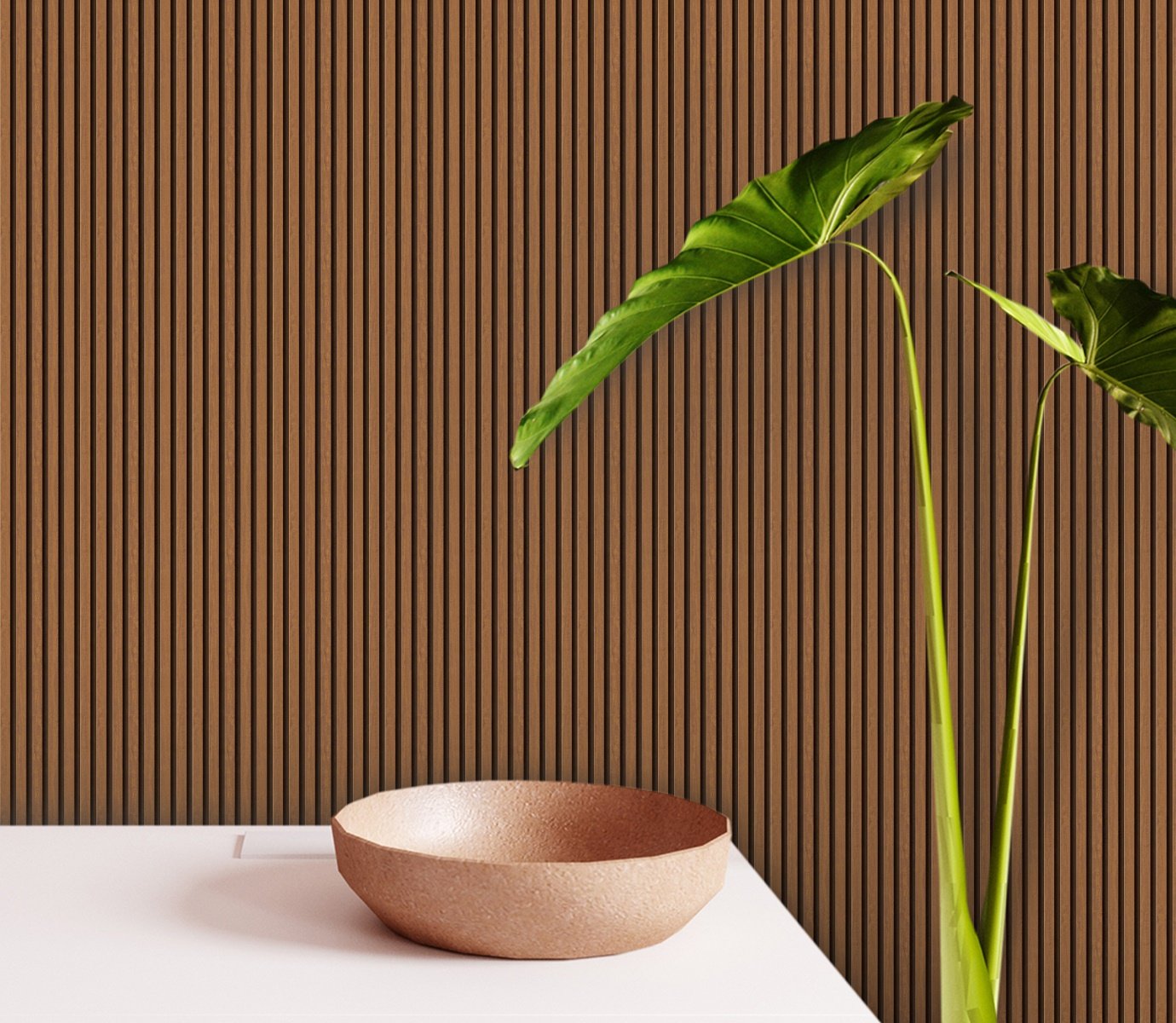 Papel de Parede Ripado Fino Estilo Madeira Pinus Escuro 6m | MadeiraMadeira