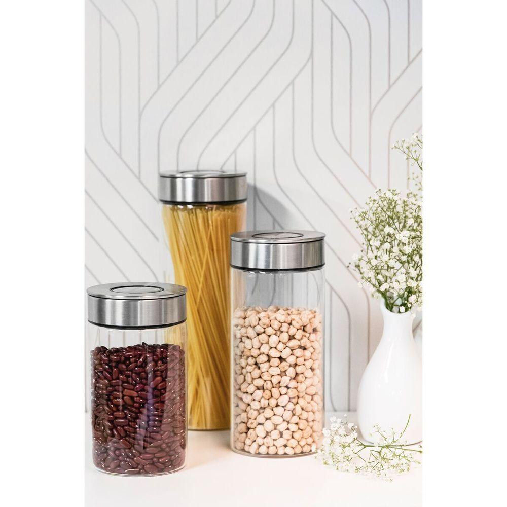 Pote de Vidro Tramontina Purezza com Tampa de Aço Inox 10 Cm 1,8 L ...