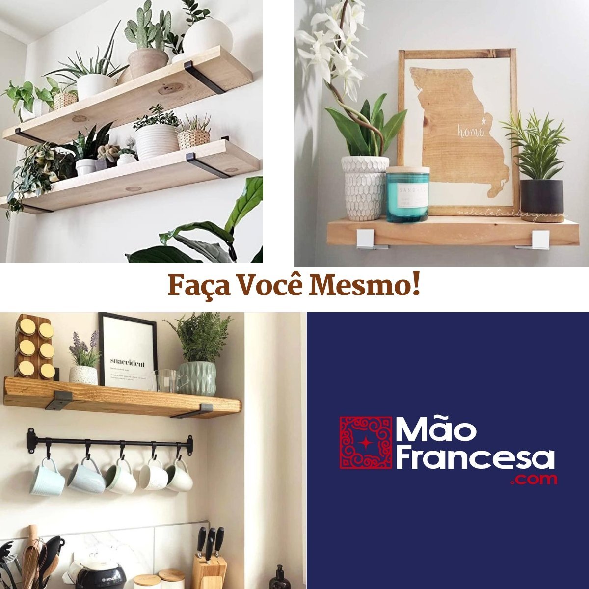 Mão Francesa Invertida 35cm 5mm 3 Peças Reforçada Branca | MadeiraMadeira