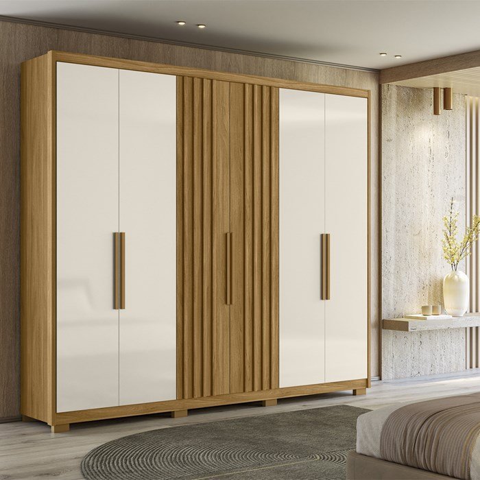 Guarda Roupa Casal 6 Portas 4 Gav 0340 Freijo Off White Moval ...