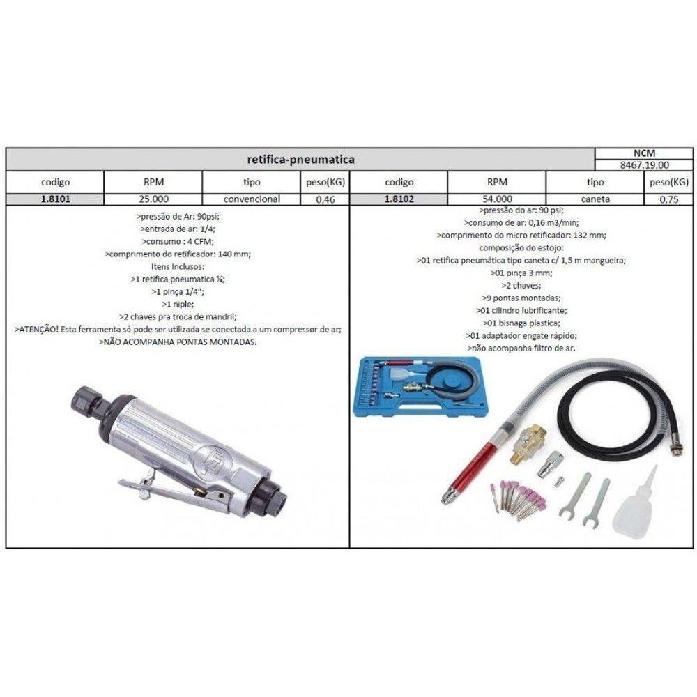 Retifica Pneumática 54.000 Rpm Tipo Caneta - Jg Tools | MadeiraMadeira
