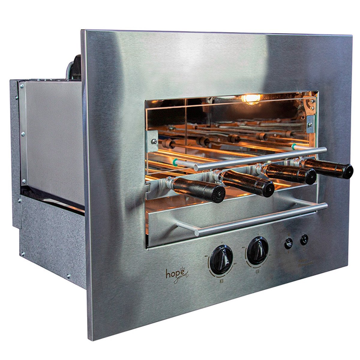 Churrasqueira a Gás 4 Espetos Rotativos Aço Inox 304 Roast Premium ...