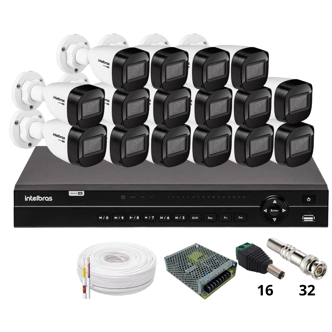 Kit 16 Câmeras Intelbras 1130b Dvr Intelbras Mhdx 1232 sem Hd ...