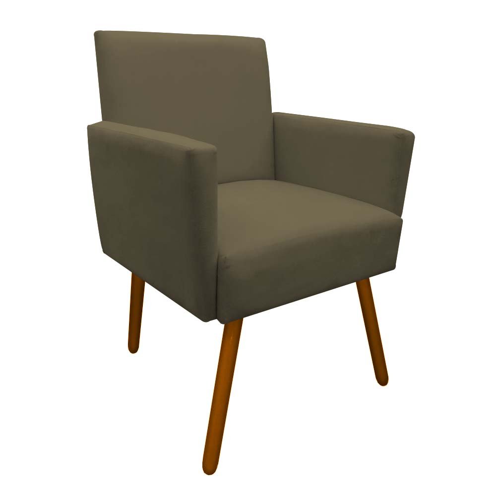 Poltrona Nina Pés Palito Suede Marrom Rato - D'Classe Decor | MadeiraMadeira