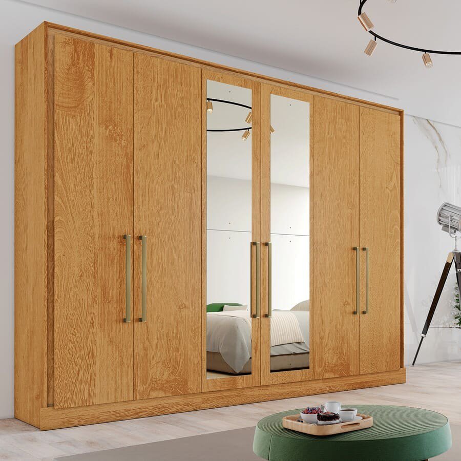 Guarda Roupa Argos 6 Portas Espelhado 100% Mdf Peroba - Made Marcs ...