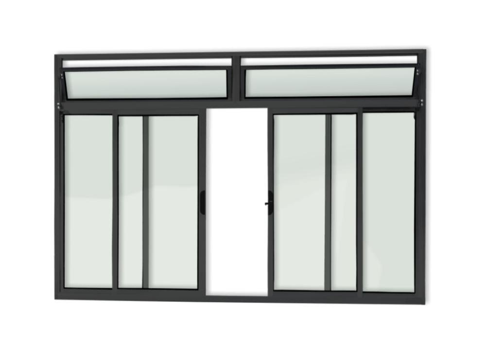 Janela de alumínio 04 folhas com basculante preto - 100x150 ...