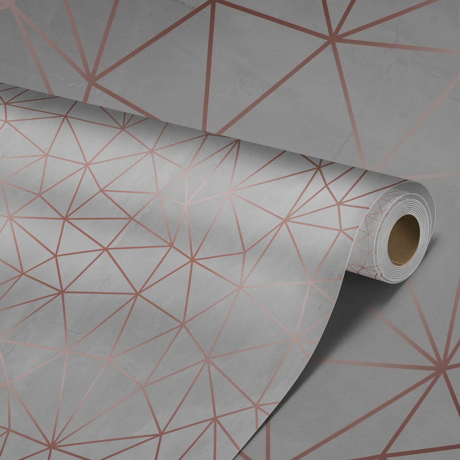 Papel de Parede Cinzento Fio Rosé Geomético Auto Colante 3m ...