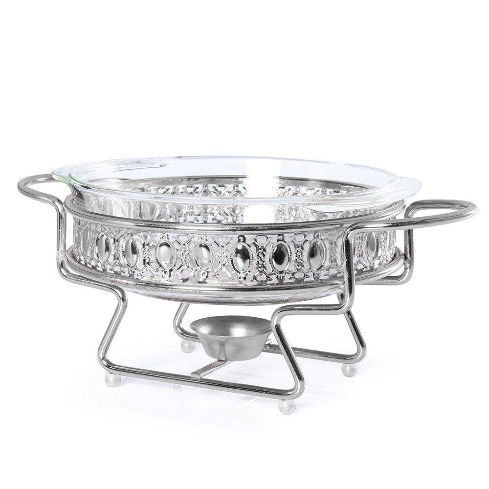 Rechaud em Vidro Clássico Redondo com Tampa Inox Gourmet Mix ...