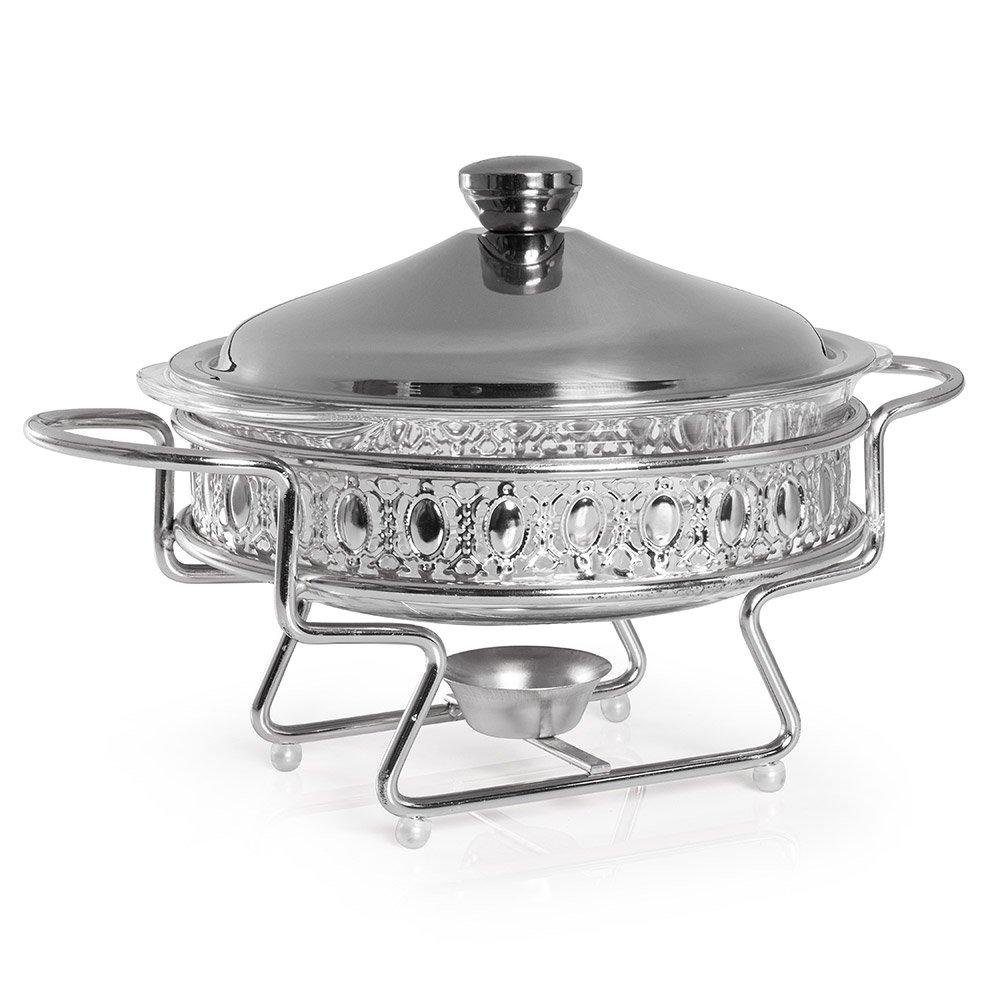 Rechaud em Vidro Clássico Redondo com Tampa Inox Gourmet Mix ...