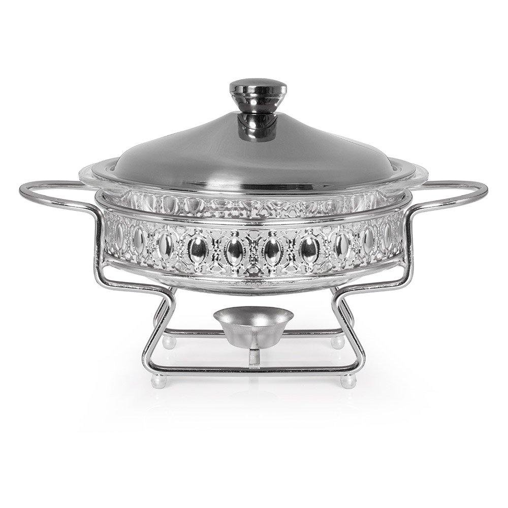 Rechaud em Vidro Clássico Redondo com Tampa Inox Gourmet Mix ...