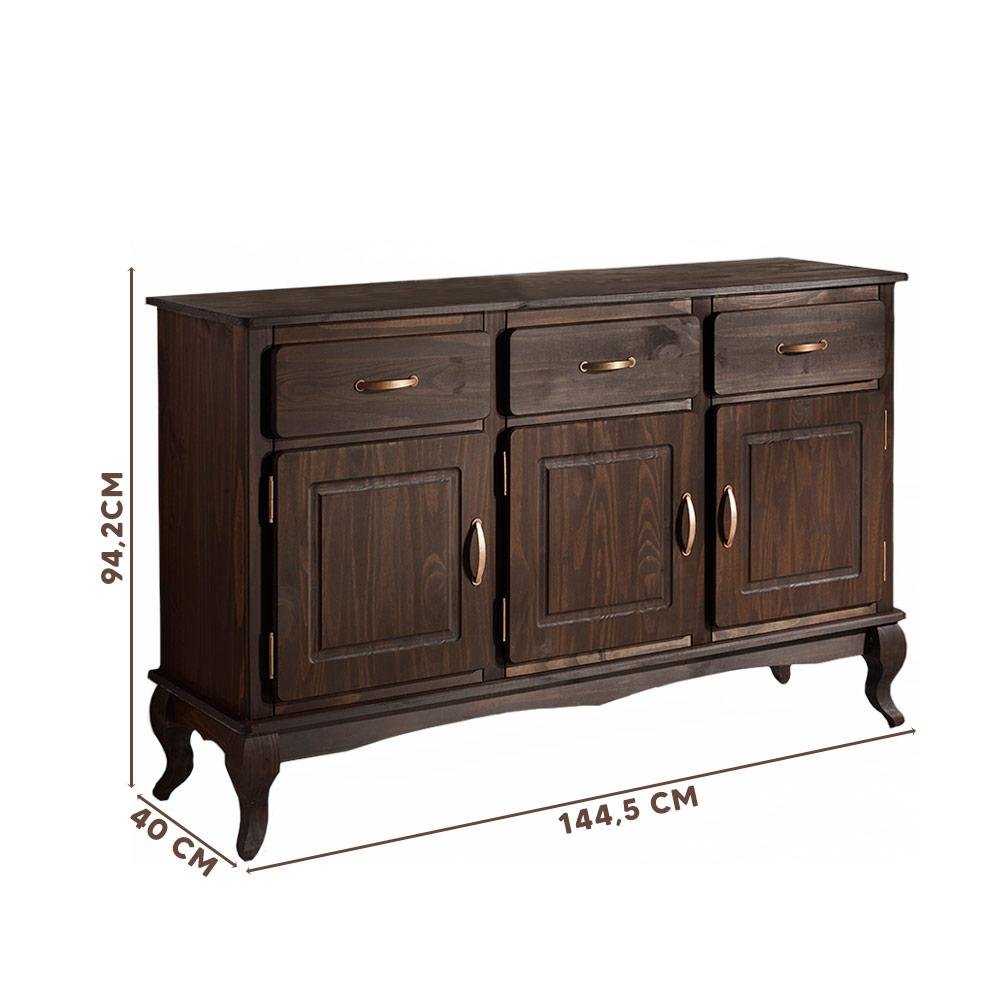 Aparador Buffet Rústico Madeira Maciça Imbuia Shop JM | MadeiraMadeira