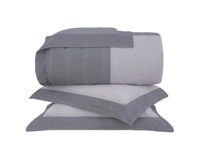 Kit Colcha King Buddemeyer Luxus Campana Cinza | MadeiraMadeira