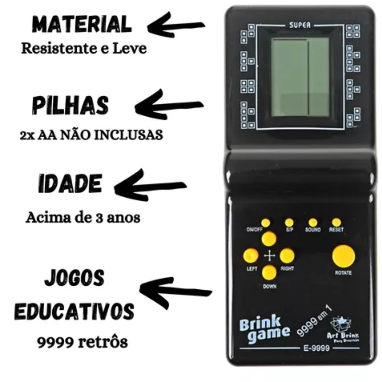 Kit 2 Consoles Mini Game Antigo Retro Tetris 9999 Jogos | MadeiraMadeira