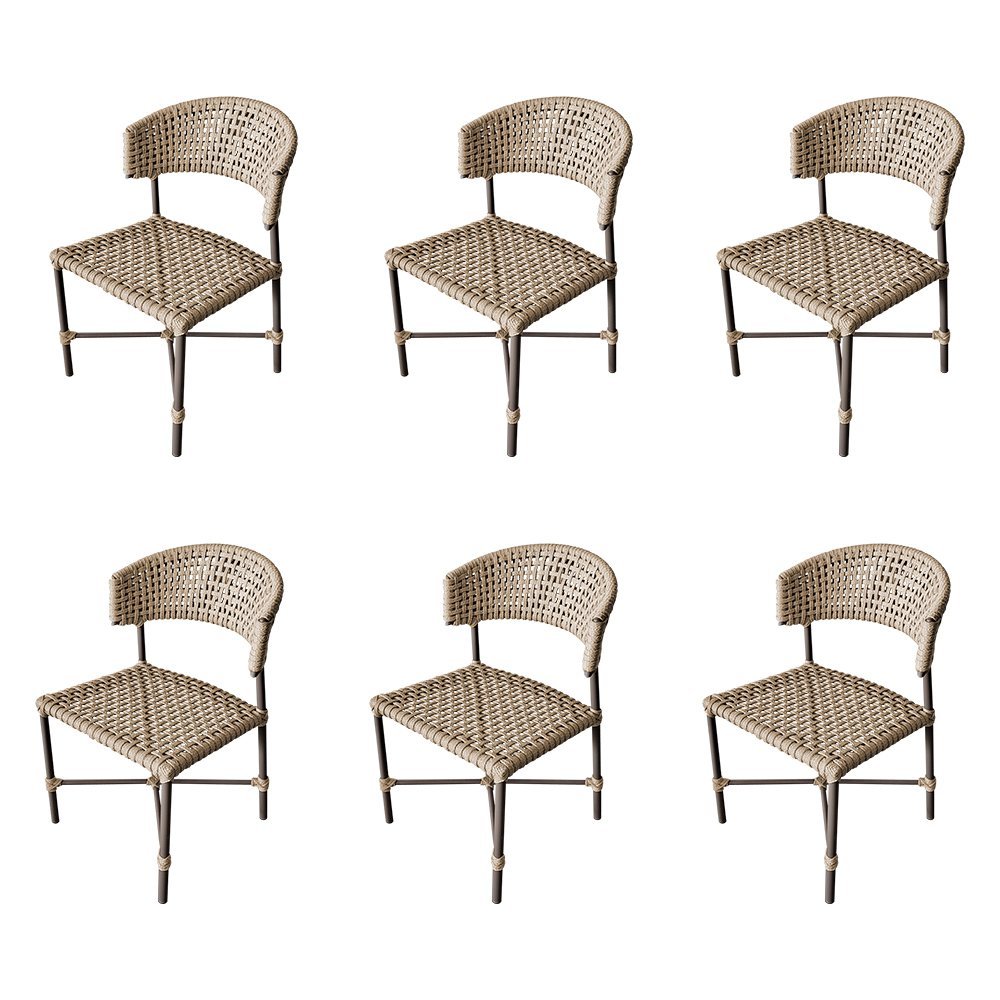 Kit 6 Cadeiras de Jantar Alumínio Rami e Corda Naútica Hortz Area Externa - Rami | MadeiraMadeira