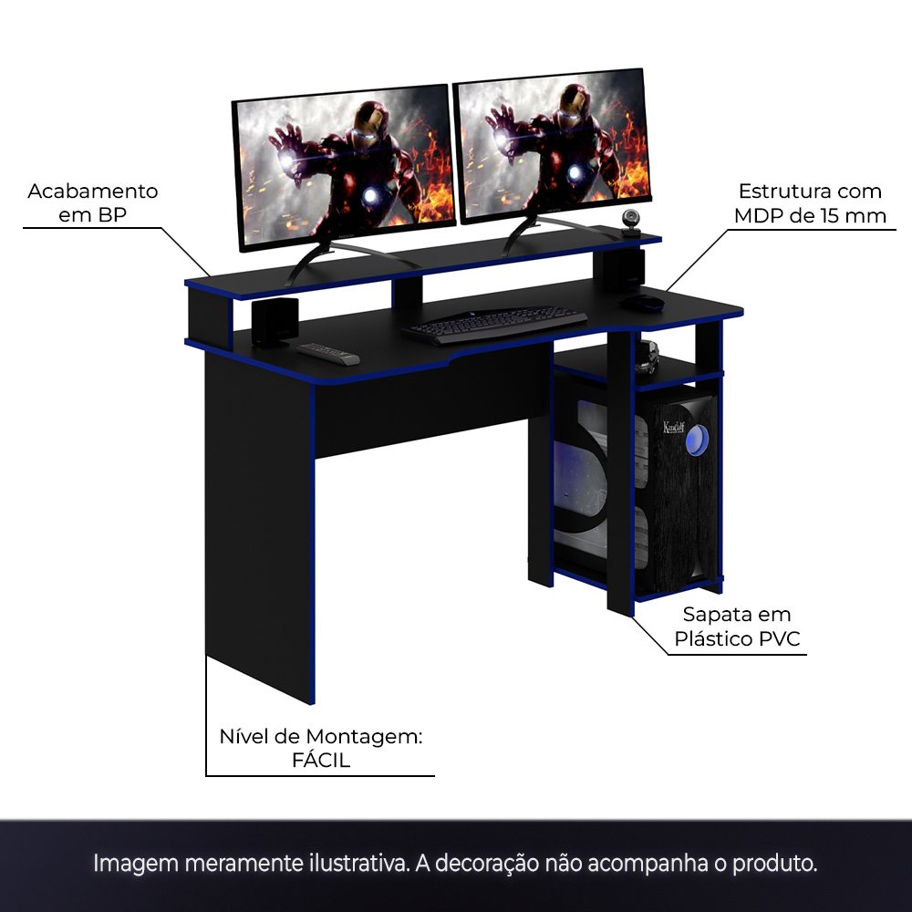 Conjunto Mesa e Armário para Escritório Home Office Gamer Cool MDP ...