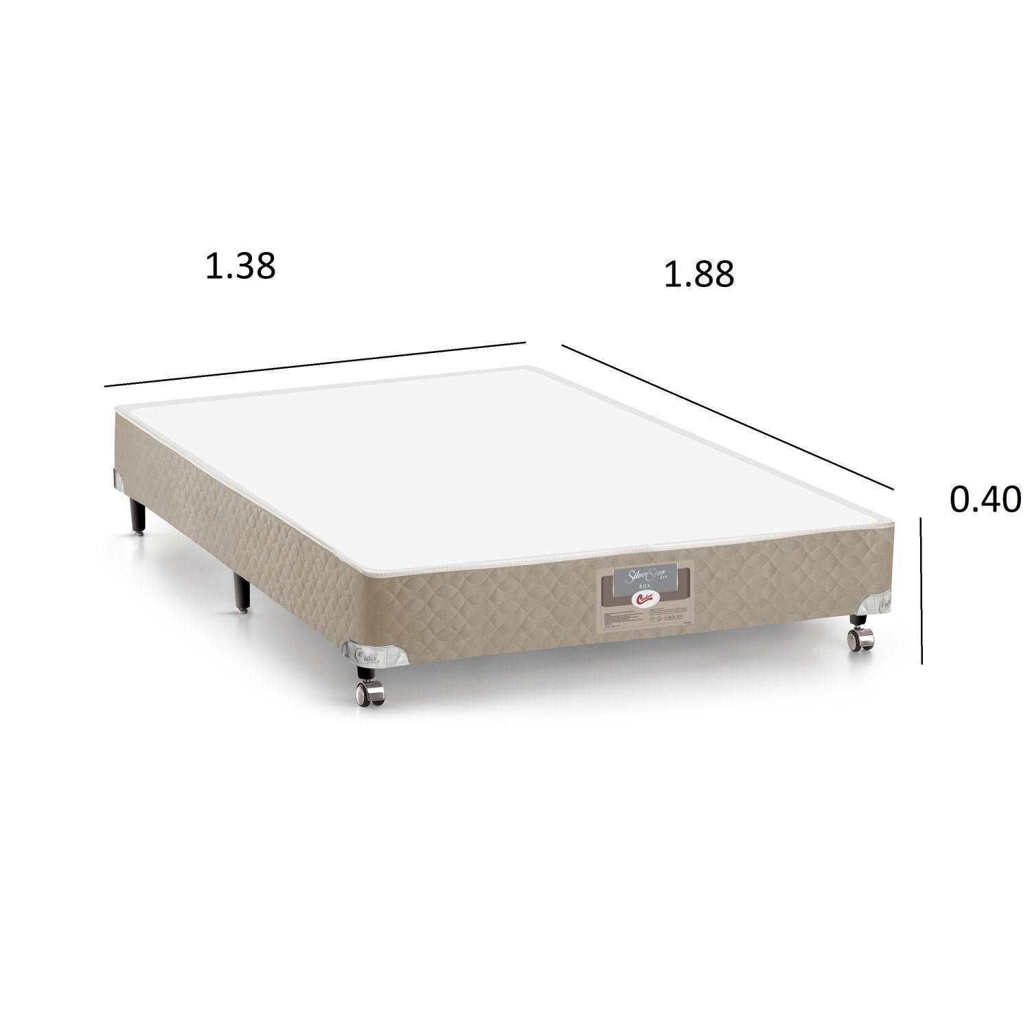Base Box Casal 40x138x188cm Silver Star Pocket Castor | MadeiraMadeira