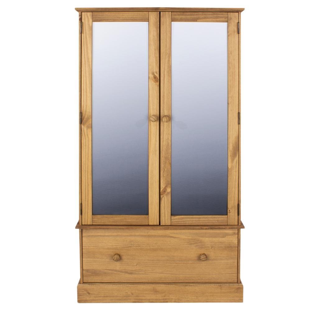 Guarda Roupa em Madeira Maciça com 2 Portas e Espelhos | MadeiraMadeira