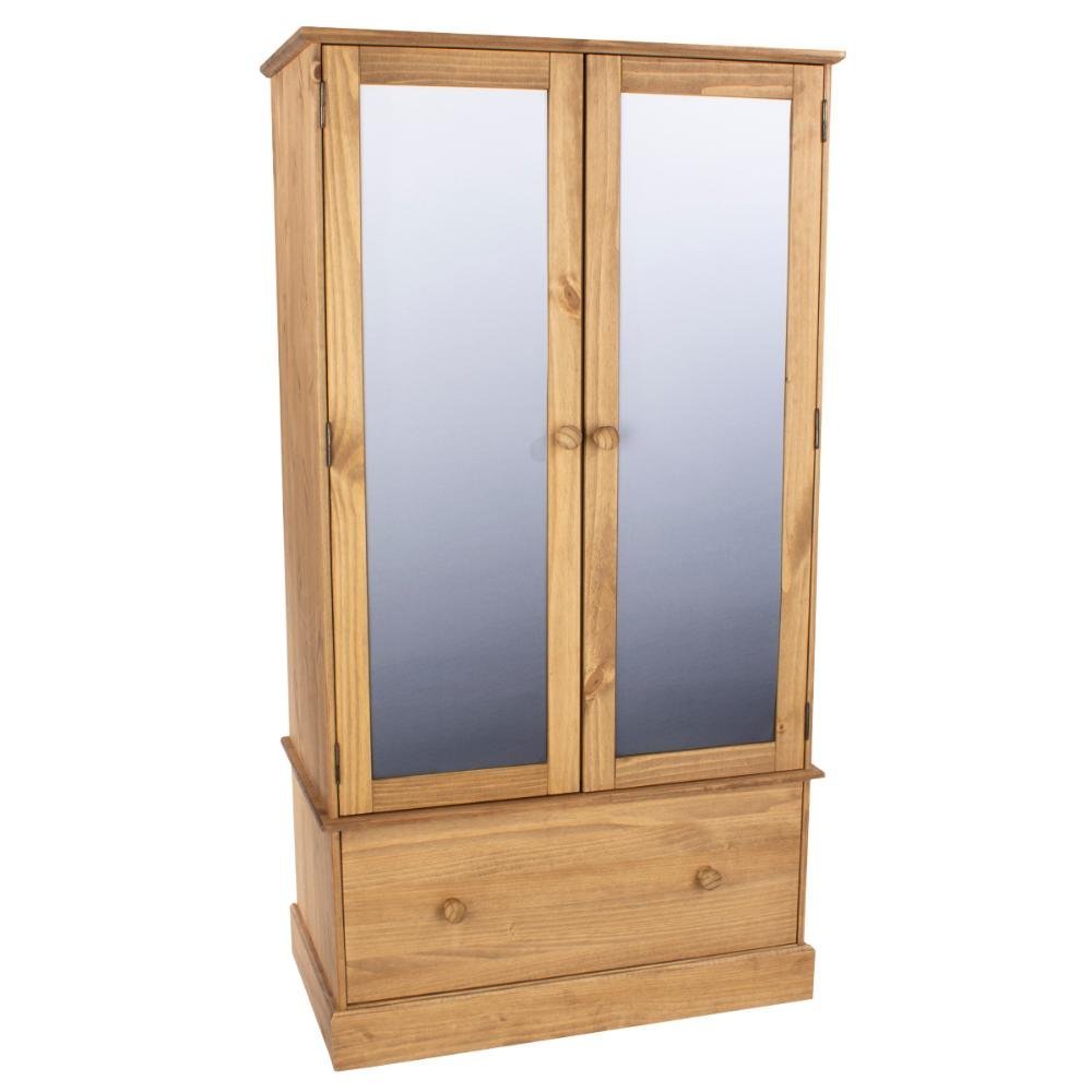 Guarda Roupa em Madeira Maciça com 2 Portas e Espelhos | MadeiraMadeira