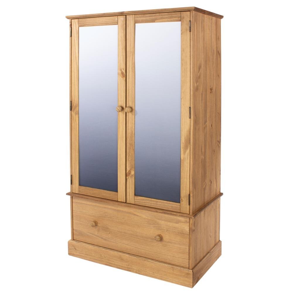 Guarda Roupa em Madeira Maciça com 2 Portas e Espelhos | MadeiraMadeira