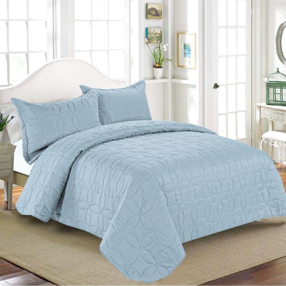 Kit Colcha Casal Patchwork Ultrasonic Essence Azul Claro 220x240 cm ...