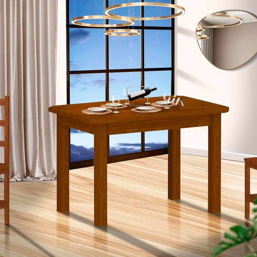 Mesa de Jantar 4 Lugares Madeira Maciça 120cm Mel Safira Nemargi ...