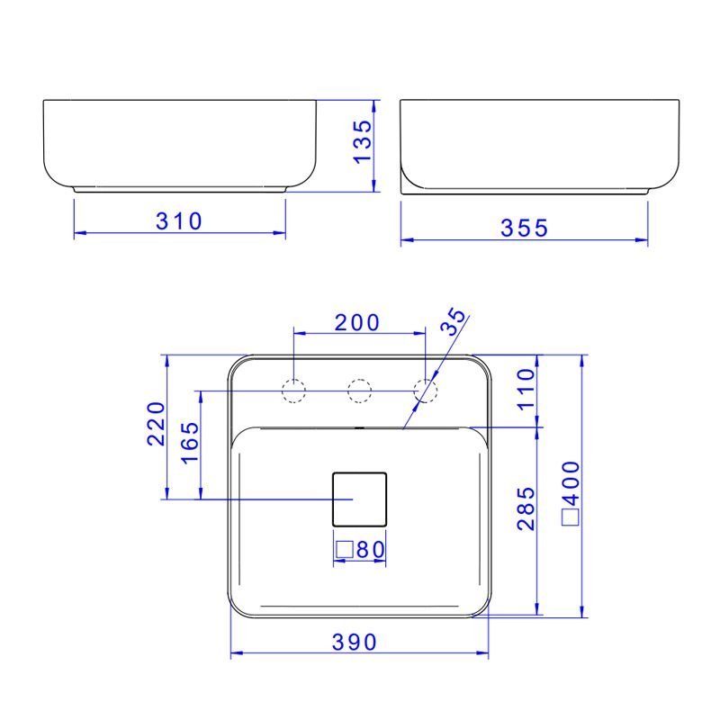 Cuba de Apoio Deca Slim 40x40 L.11040.M.20 Quadrada com Mesa Barbante ...
