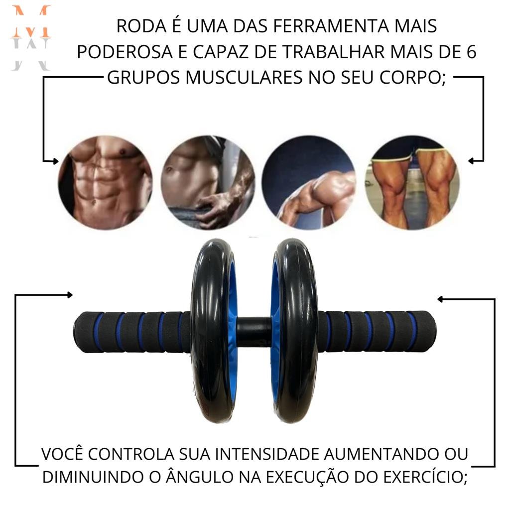Roda Abdominal + Kit 5 Elástico Exercício Academia Musculo | MadeiraMadeira