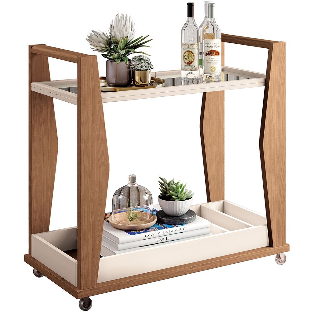 Kit 02 Carrinhos Decorativos Bar Café Multiuso B01 Belga Off White Nature - Lyam Decor Lyam ...