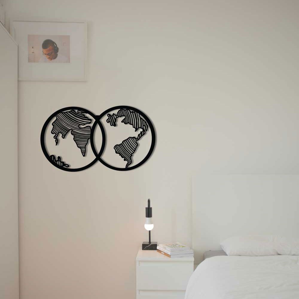 Aplique De Parede Em Mdf 6mm Vazado Mapa Mundi Desenhado | MadeiraMadeira