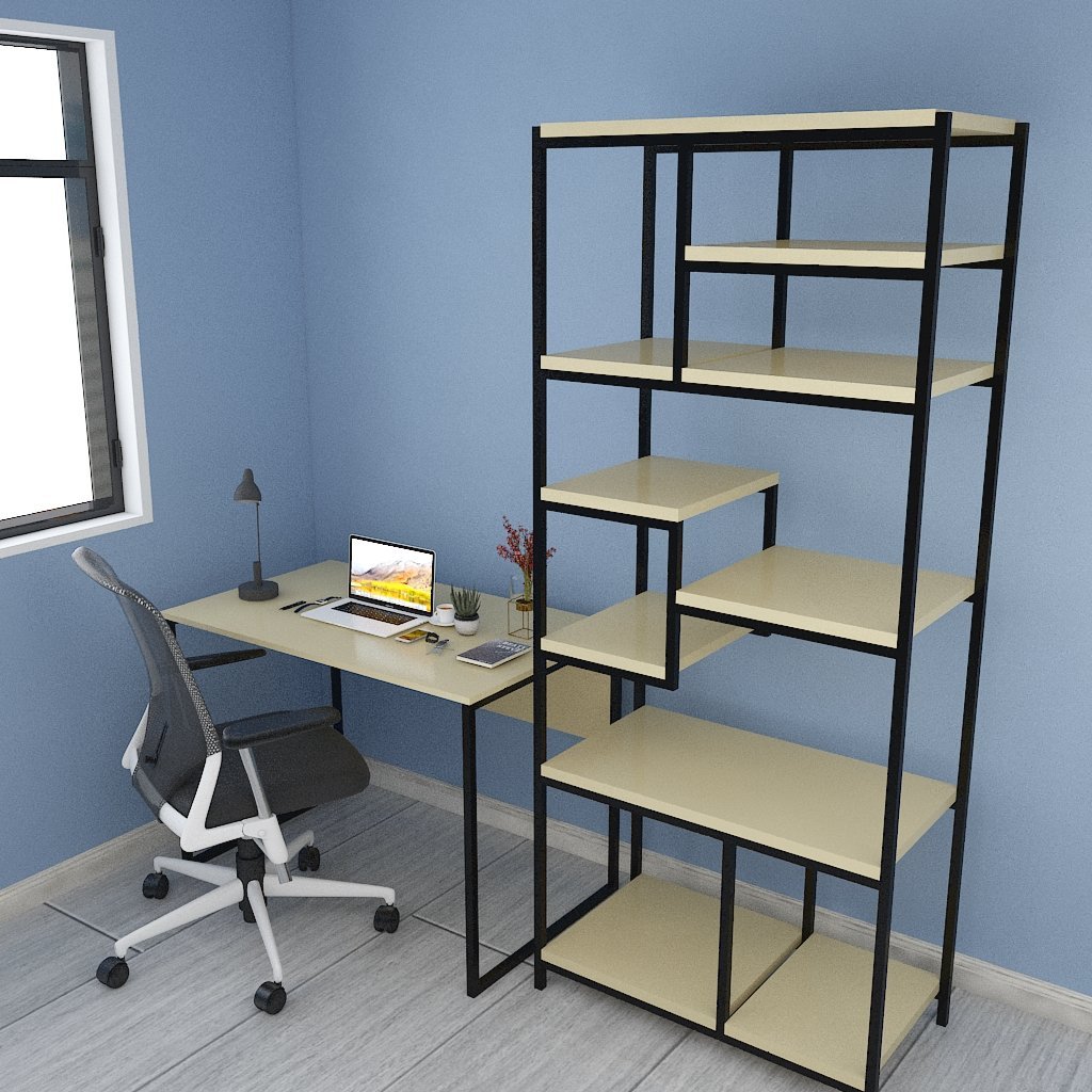 Estante Modular Metal e Madeira 80cmx30cmx185cm - Bege - Estante ...