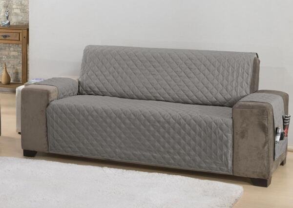 Capa Sofá 4 Lugares Face Única Simples 2,20m Classic Cinza | MadeiraMadeira