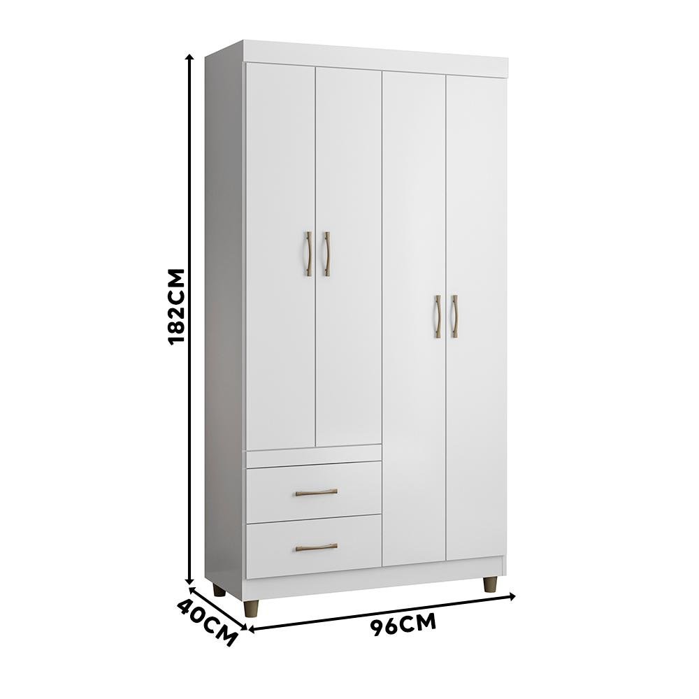 Guarda Roupa Pequeno 4 Portas 2 Gavetas Branco 2242-50 Araplac ...