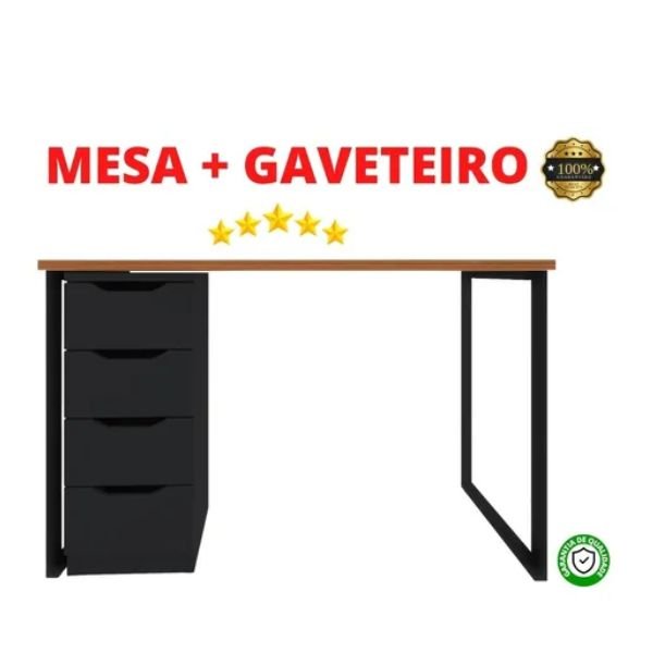 Gaveteiro Mdp Para Escritório Office Work 04 Gavetas - Preto ...