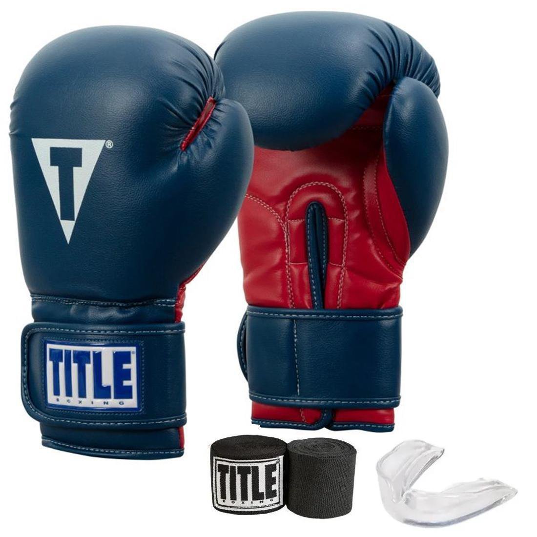 Kit Boxe Luva Essentials Title 14Oz Com Bucal E Bandagem Preto ...
