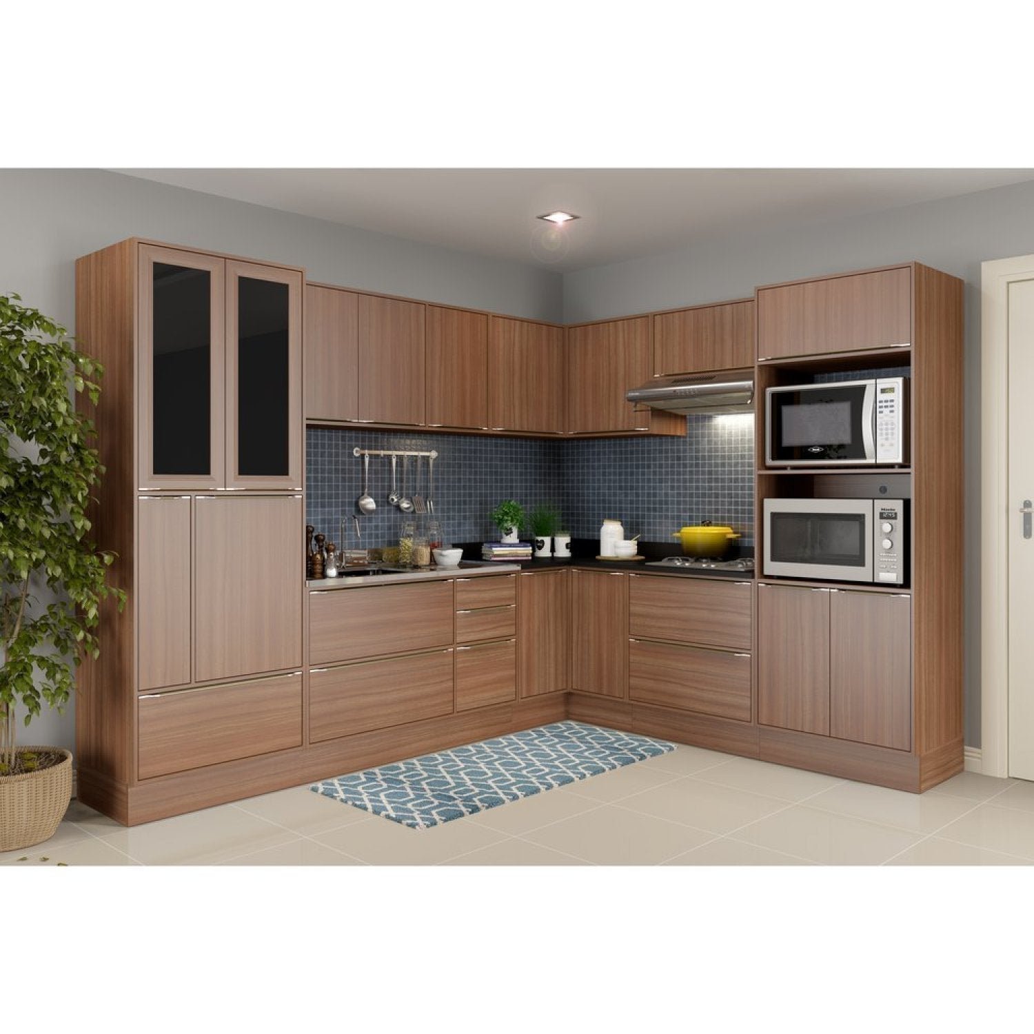 Kit Cozinha com Rodapé 13 Peças 18 Portas 5 Gavetas Calábria ...