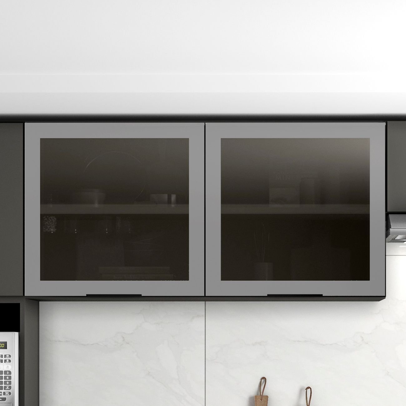 Armário Aéreo 120cm 2 Portas de Vidro Grace Grafite Z44 - Mpozenato ...