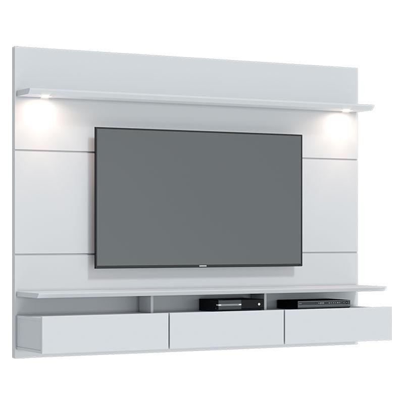 Painel Suspenso Decore 1.8 com Mesa de Centro Classic Redonda Branco Acetinado - Imcal ...