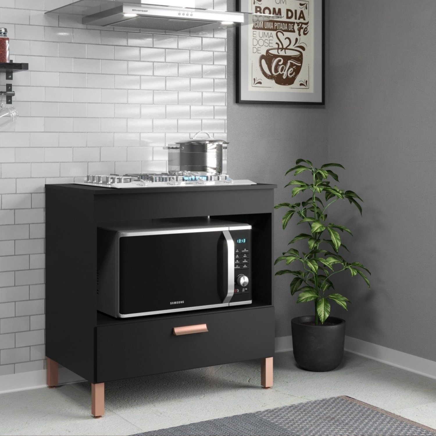 Balcão para Cooktop Nicho para Microondas Paris VBF Móveis | MadeiraMadeira