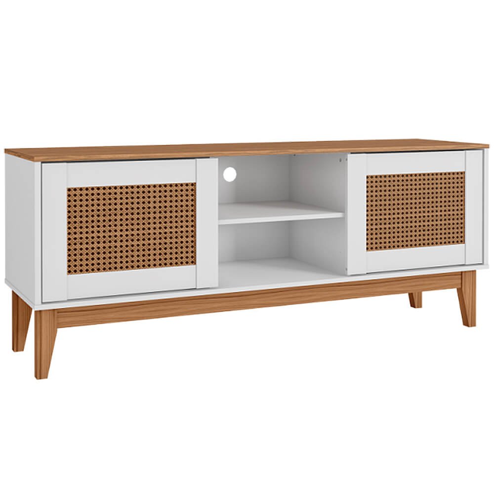 Rack para TV Até 60 Polegadas 2 Portas 2 Nichos Safira Casa D Cor Branco Noce | MadeiraMadeira