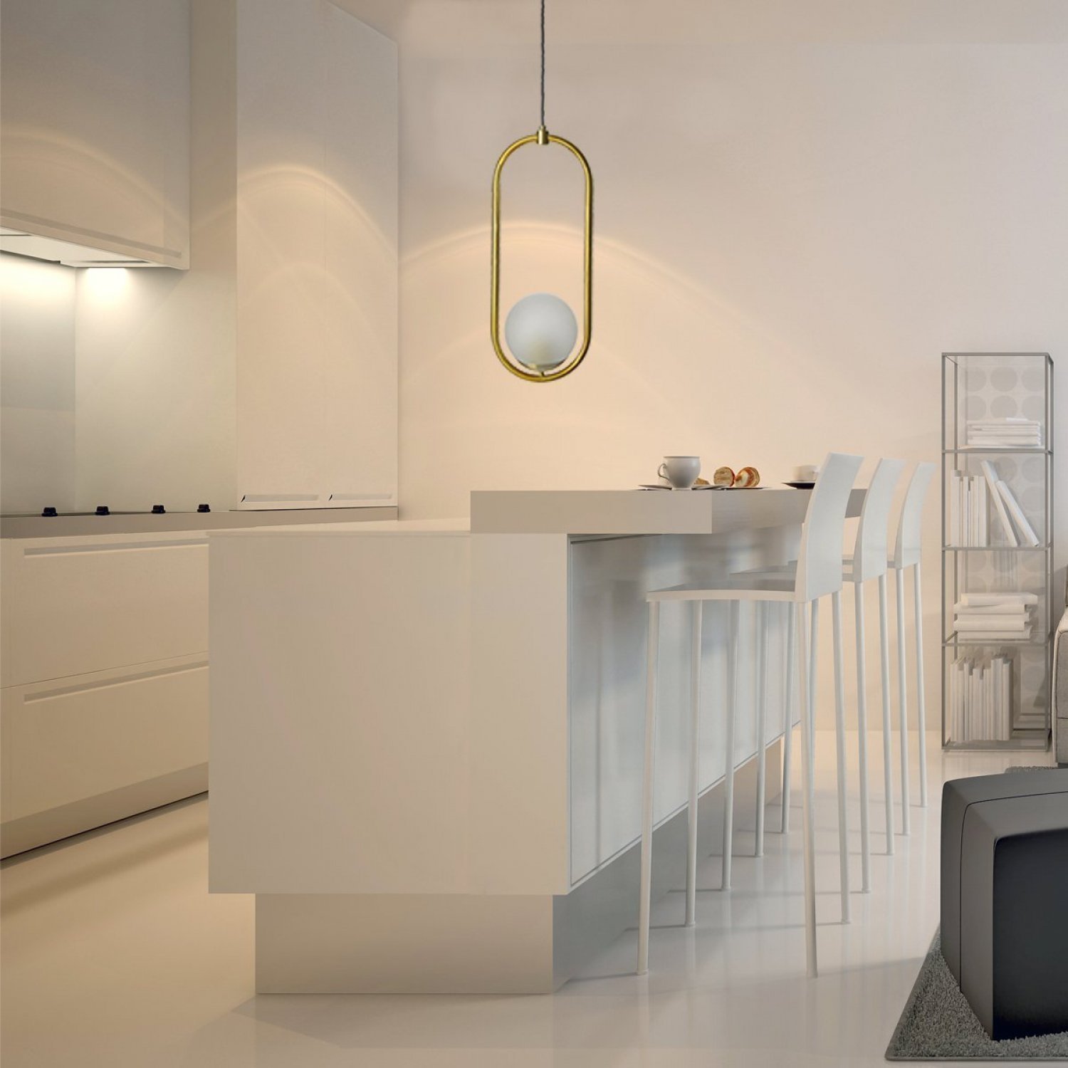 Pendente Bivolt Oval 28x52,5cm 1 Lâmpada Infinity Lux | MadeiraMadeira