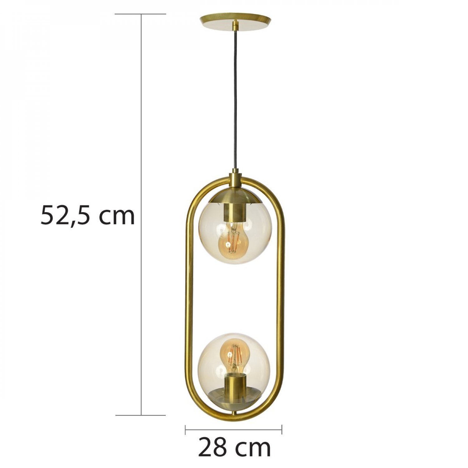 Pendente Bivolt Oval 28x52,5cm 2 Lâmpadas Infinity Lux | MadeiraMadeira