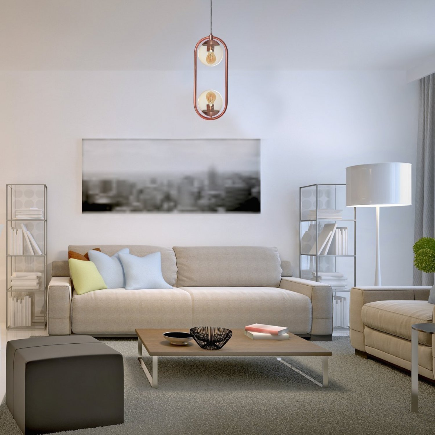 Pendente Bivolt Oval 28x52,5cm 2 Lâmpadas Infinity Lux | MadeiraMadeira