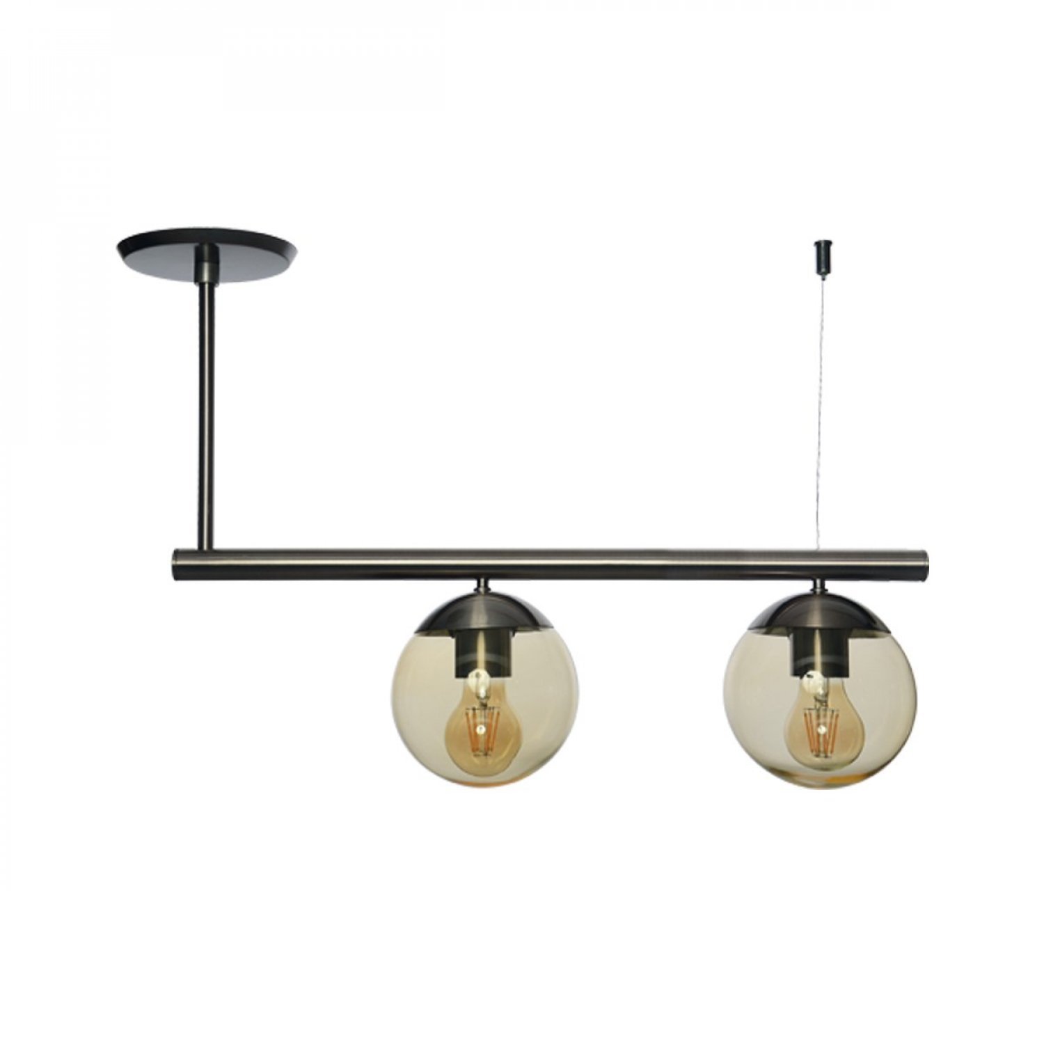 Lustre Bola Vidro Âmbar Grafite Infinity Lux | MadeiraMadeira