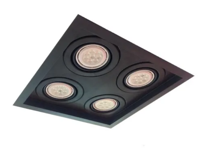 EMBUTIDO AR111 QUÁDRUPLO RECUADO PRETO 36,5X36,5CM | MadeiraMadeira