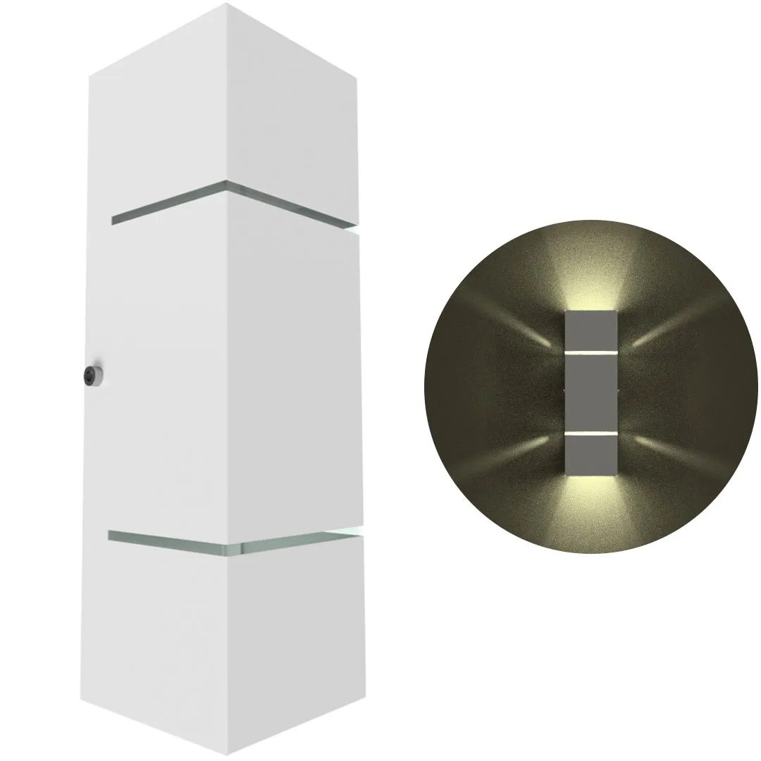 Kit 2 Arandelas Retangular 30Cm 2 Frisos 2 Focos E27 Bivolt Externa ...