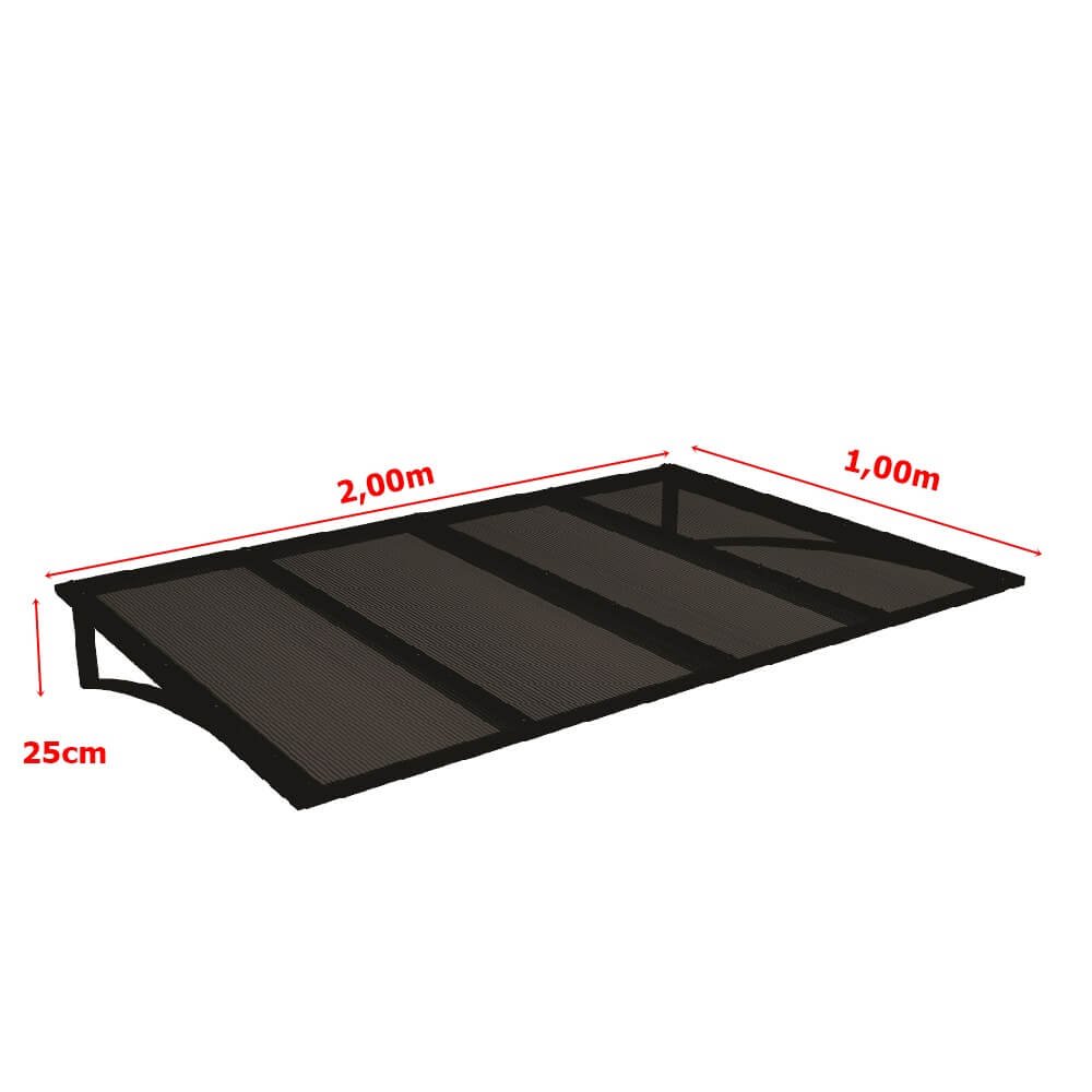 Toldo Fixo Policarbonato Alveolar Fume 6mm - 2,00m X 1,00m - Estrutura ...