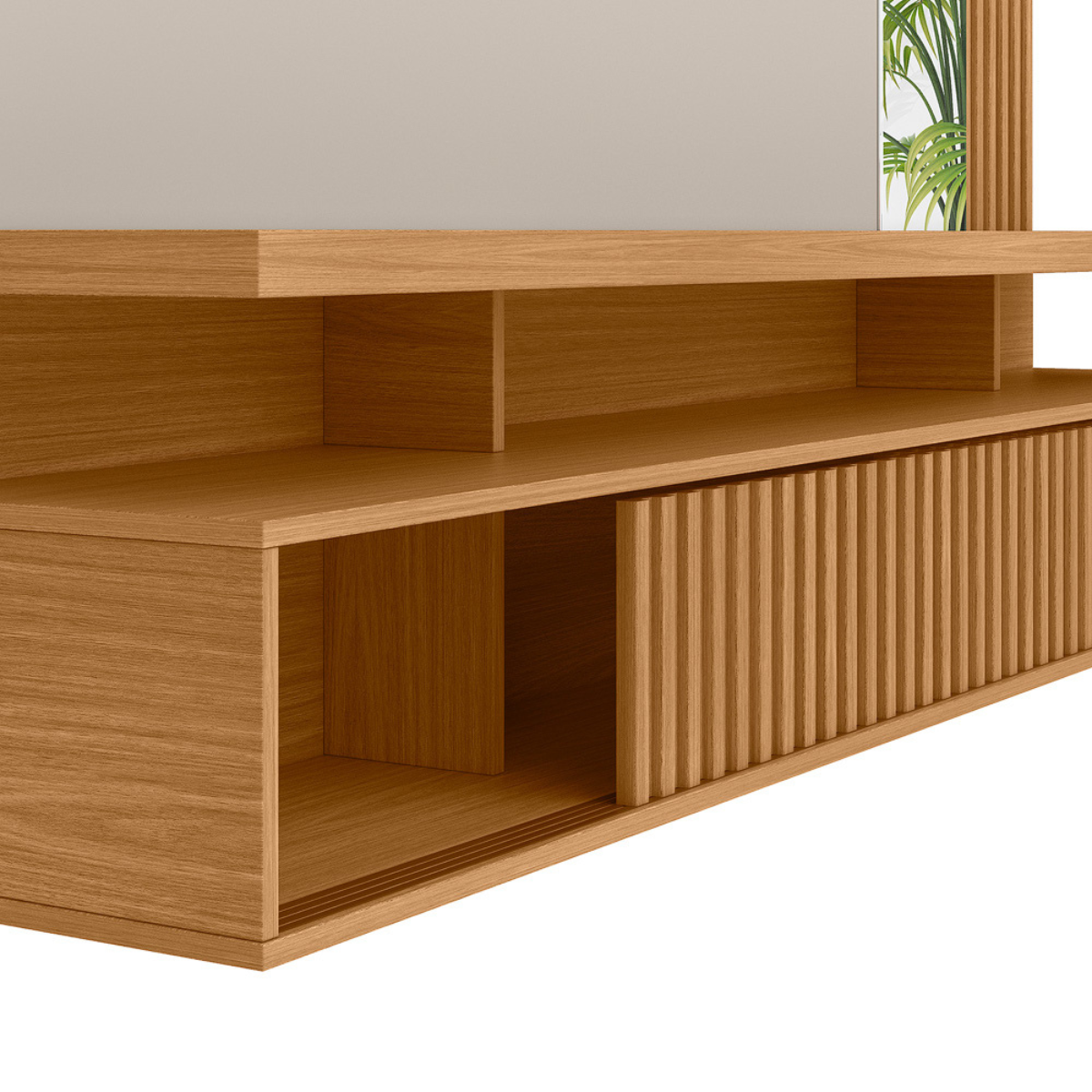 Painel Ripado para Tv 60 Polegadas Tulum Nature Off-white | MadeiraMadeira