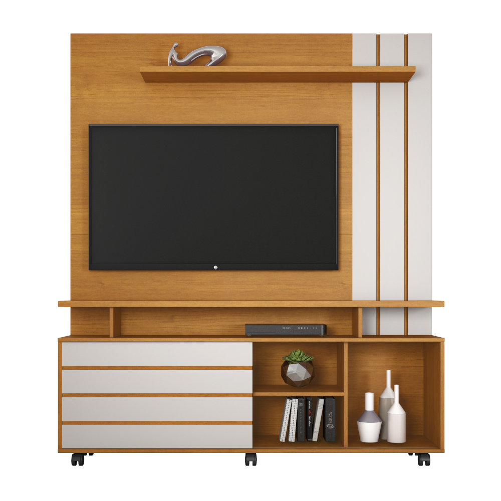 Estante Home Mdp para Tv até 65 Polegadas Flex Cinamomo e Off ou Cinamomo Grafite | MadeiraMadeira