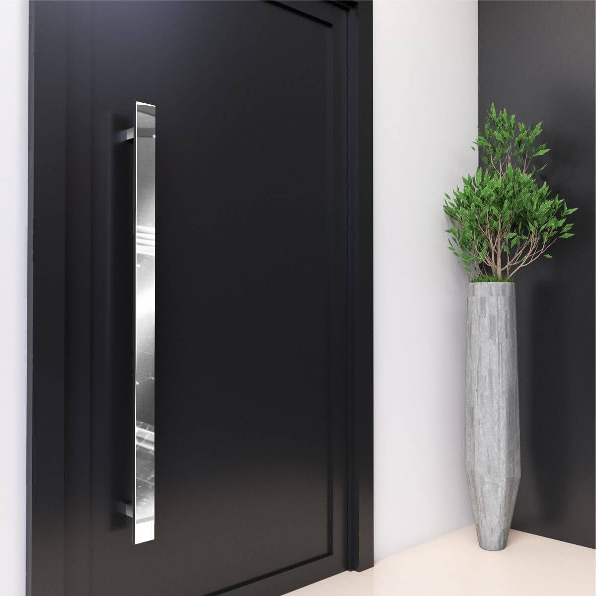 Puxador para Portas Grego Metal Inox Alto Brilho 40cm Eros | MadeiraMadeira